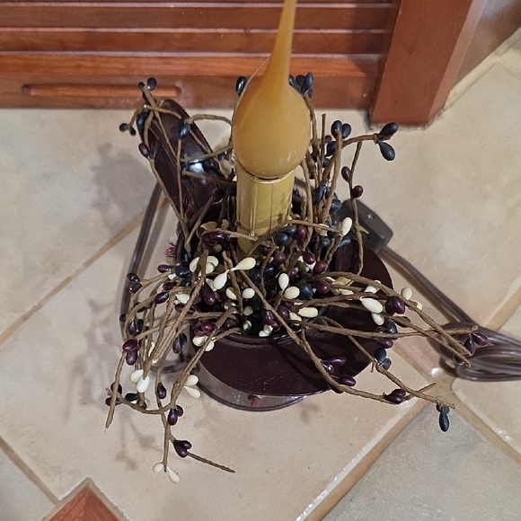 Primitive | Accents | Primitive Brown Candle Holder With Led Flame ...